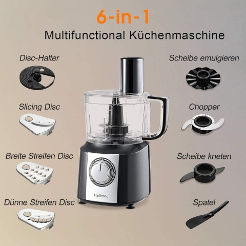 TopStrong wielofunkcyjny Robot kuchenny 800 W czarny 6 funkcji